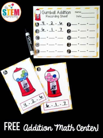 Gumball Write and Wipe Addition Cards - The Stem Laboratory