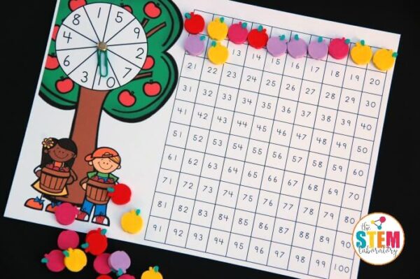 Hundred Chart Apple Addition - The Stem Laboratory