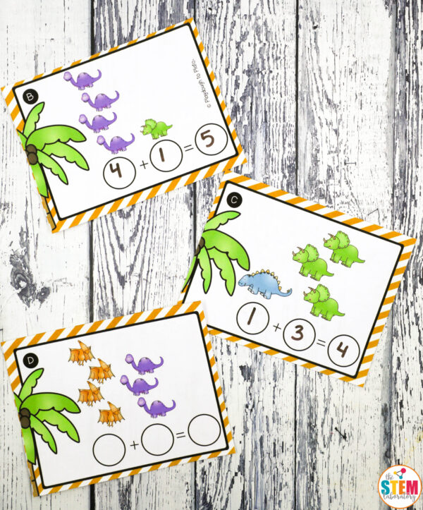 Dinosaur Addition Cards - The Stem Laboratory