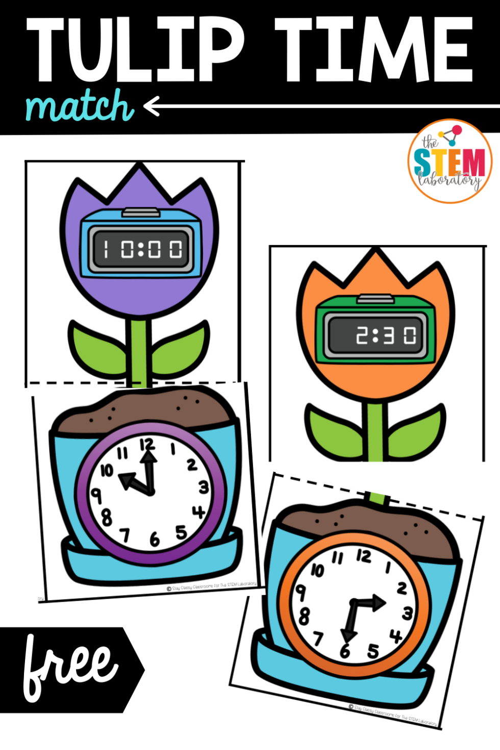 Telling Time Activity - Tulip Time Match - The Stem Laboratory