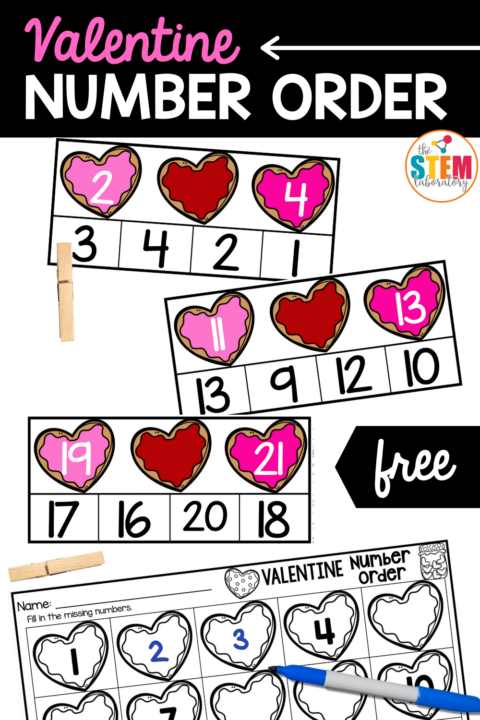 Valentine Number Order Clip Cards - The Stem Laboratory
