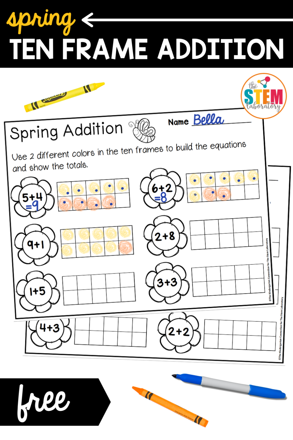 Spring Ten Frame Addition - The Stem Laboratory