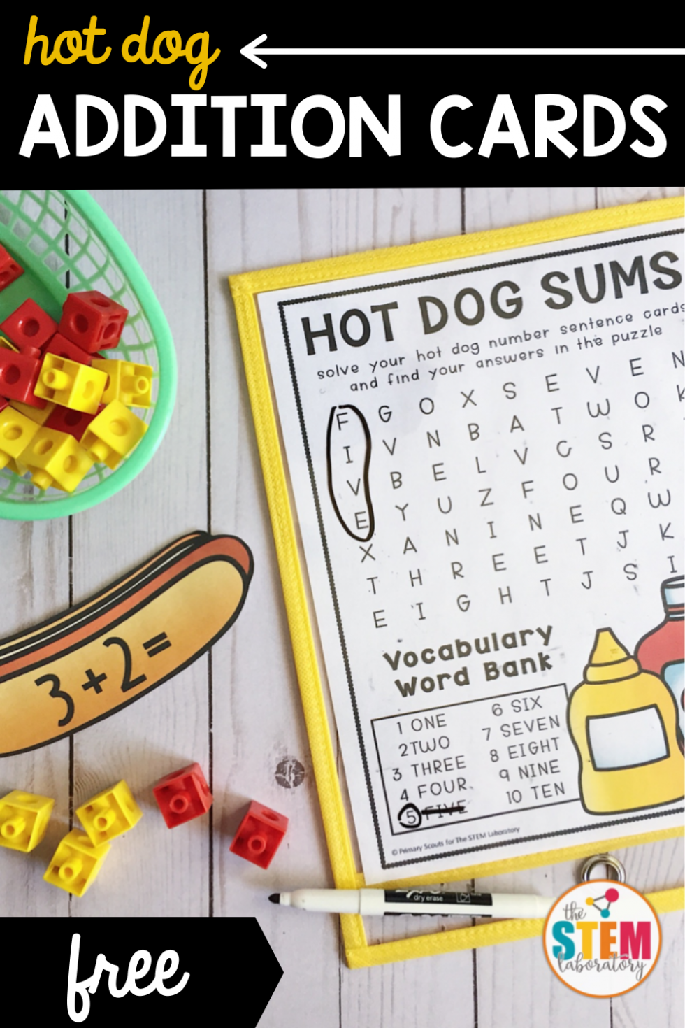 Hot Dog Addition Cards - The Stem Laboratory