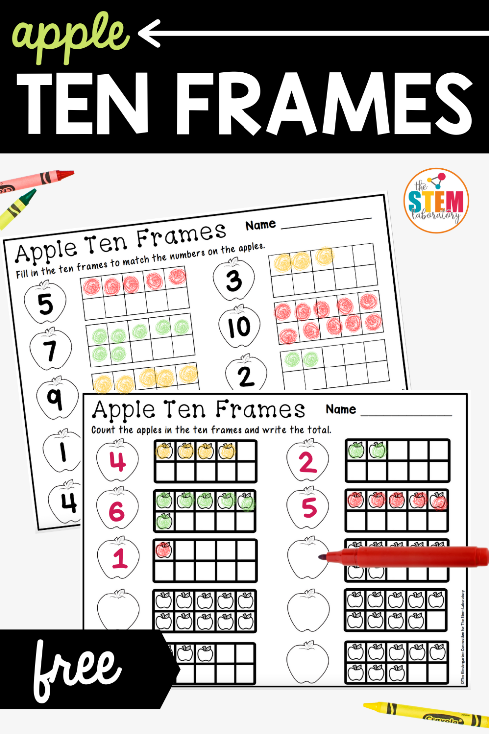 Apple Ten Frame Printables - The Stem Laboratory